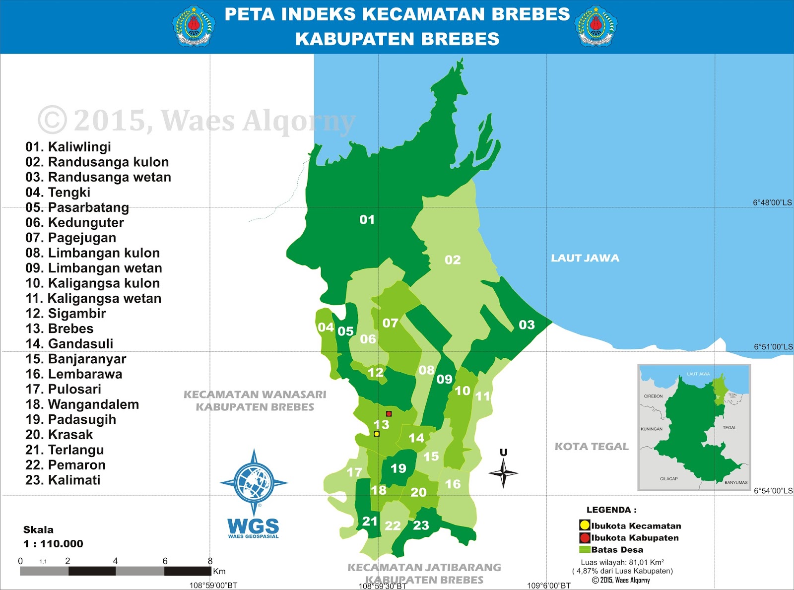Peta Indeks Kecamatan Brebes - Brebes - Gudang Tutorial