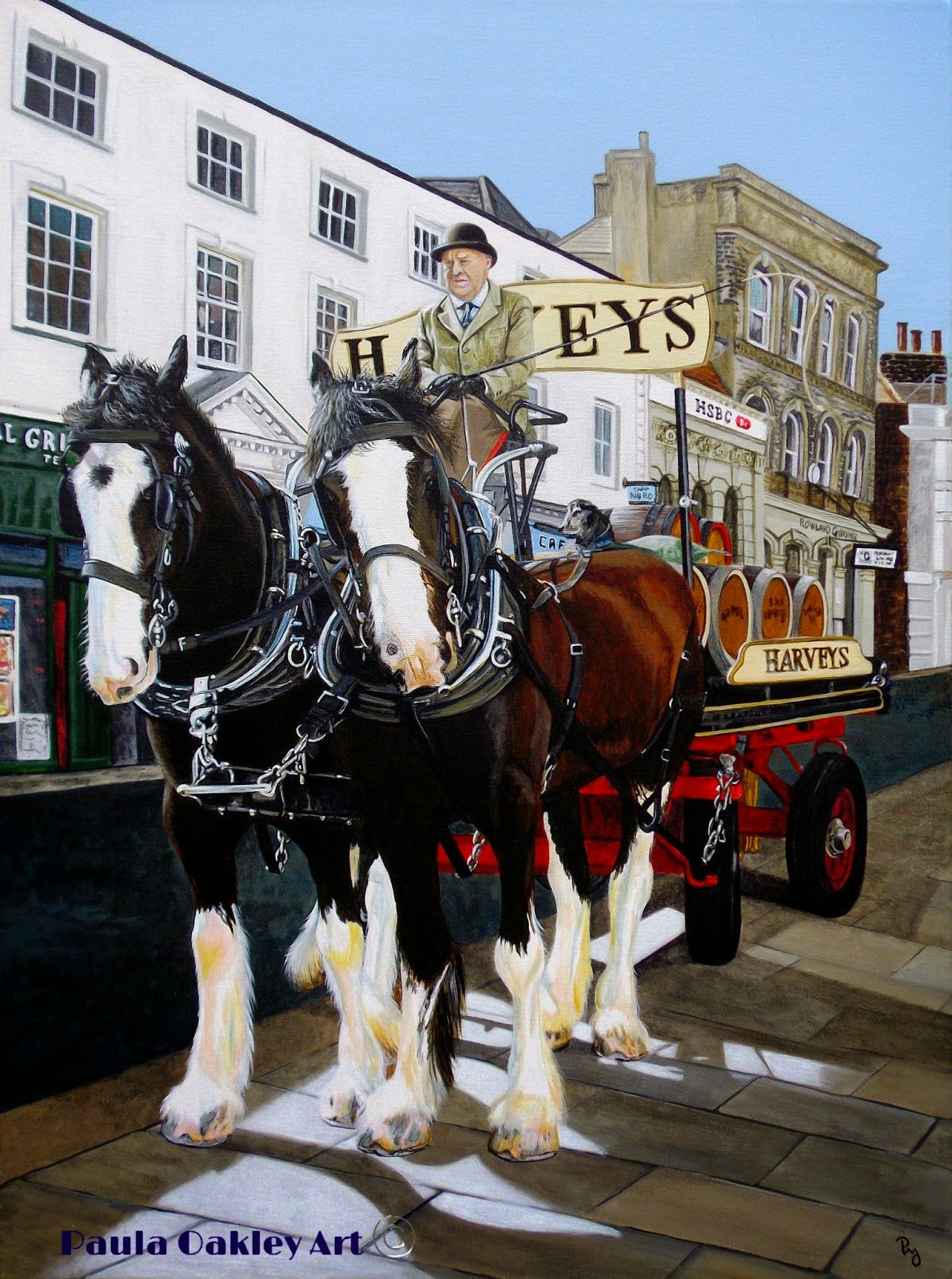ORIGINAL ART by Paula Oakley: "Draught and Dray" Painting the horse ...