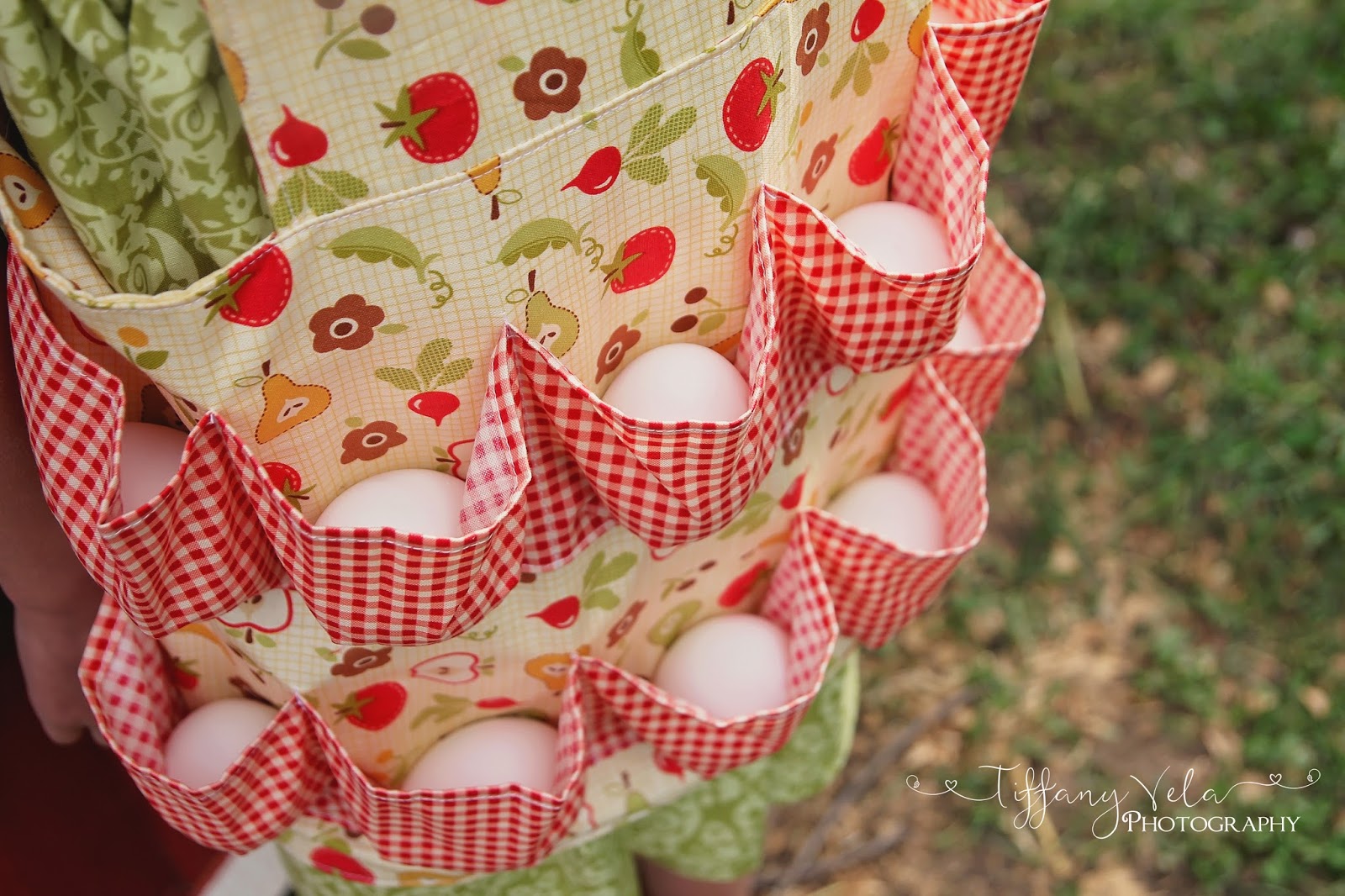 Natalie and her chicken egg apron! | The Vela Homestead