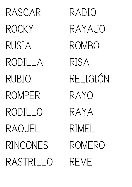 AUDICIÓN Y LENGUAJE 2020: PALABRAS CON /R/ (1º INTERNIVEL)