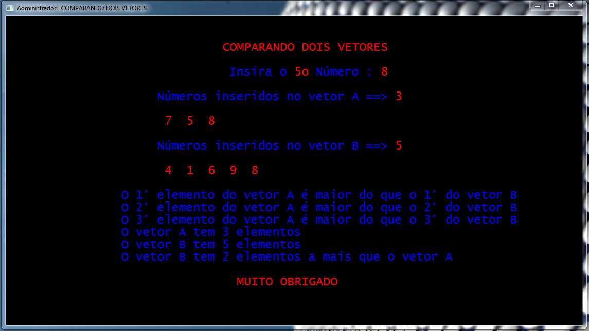 Samuel Lima - Programador C/C++ : Comparando dois vetores