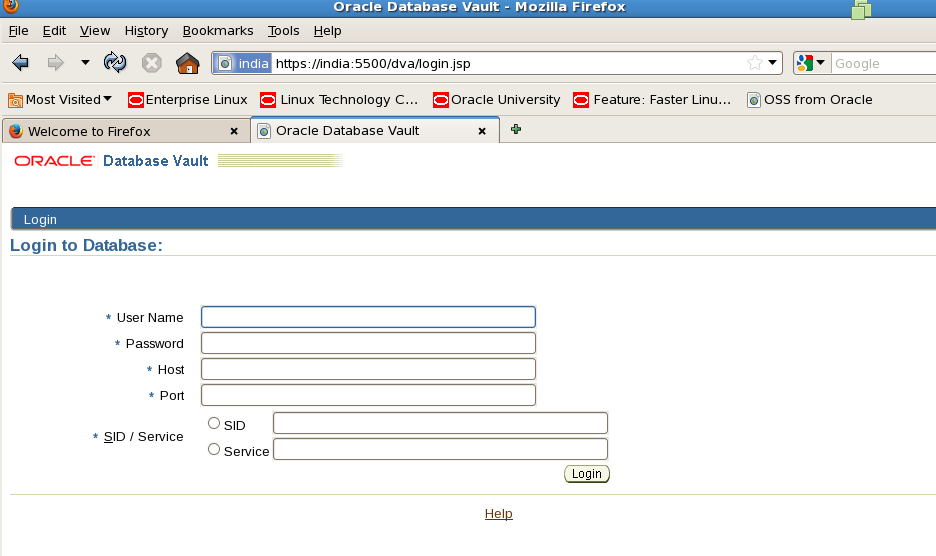 Oracle Database Vault Part 6 Logging Into The Database Vault Web Page