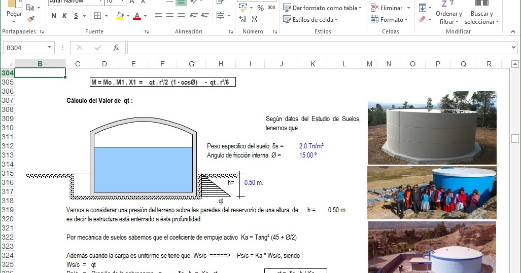 PLANTILLAS EXCEL PARA INGENIEROS CIVILES: ( xls ) HOJA DE CALCULO PARA RESERVORIO DE AGUA ...