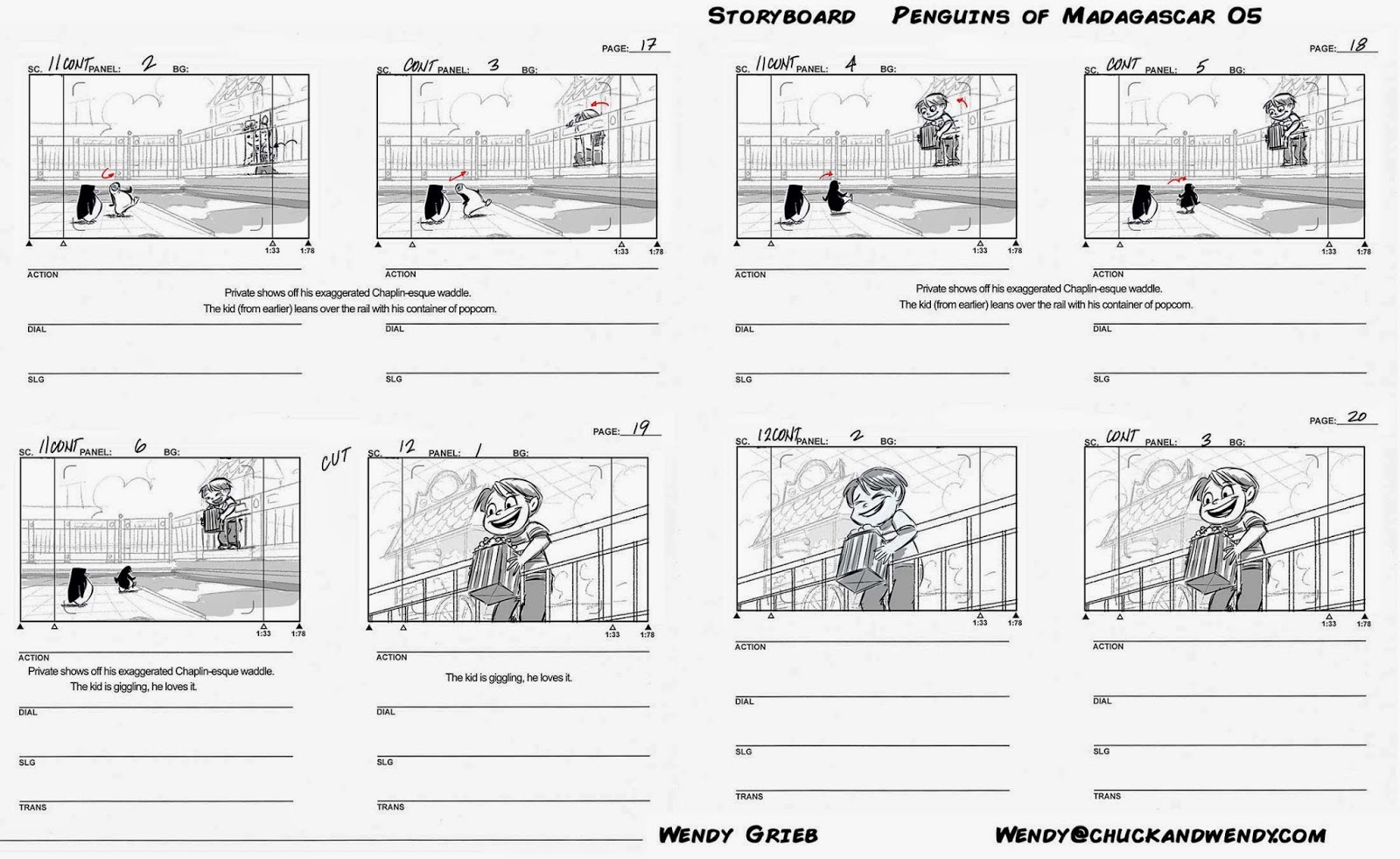 Wendy Grieb's Storyboard Portfolio: Penguins of Madagascar Storyboard Test