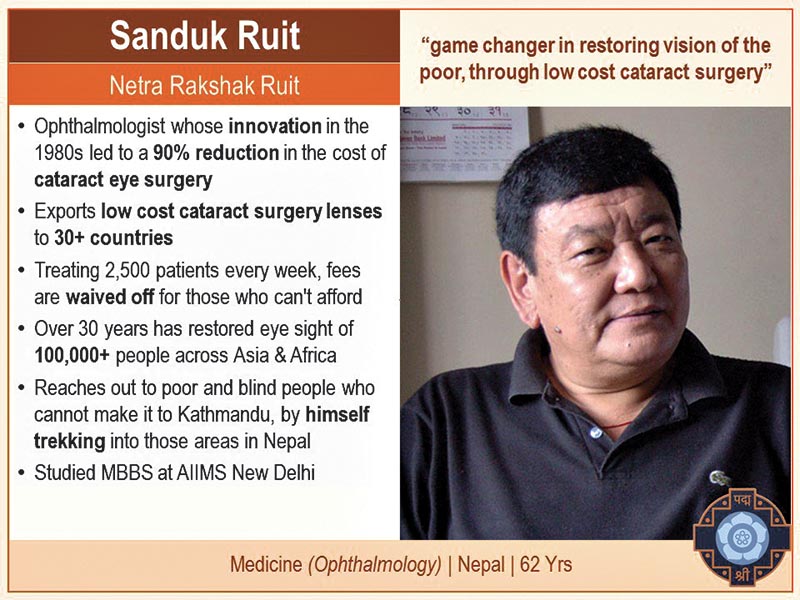 Indian Padma Shri award to Dr Sanduk Ruit - Eye Health Nepal