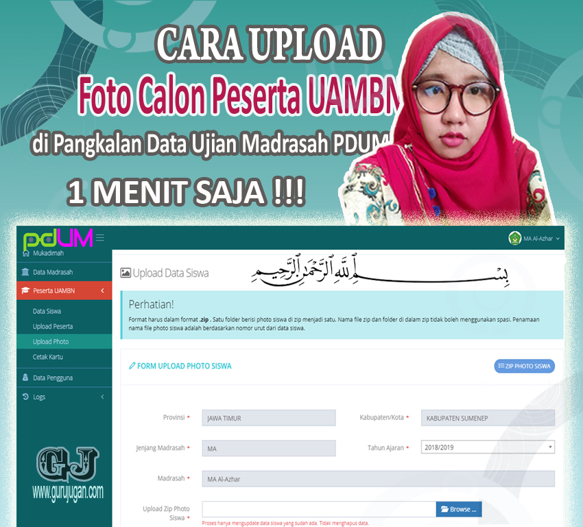 Upload Foto Peserta Dalam 1 Menit di Pangkalan Data Ujian Madrasah (PDUM)