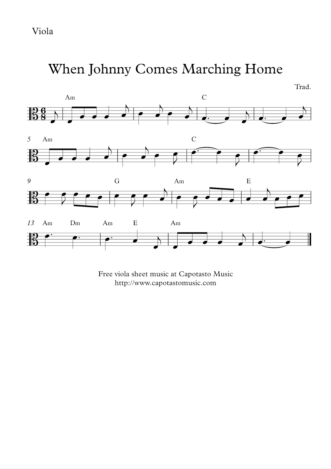 Easy Sheet Music For Beginners: Free easy viola sheet music - When ...