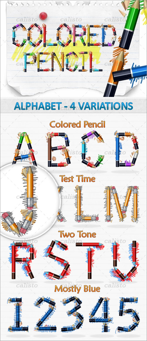 Quality Graphic Resources: Colored Pencil Alphabet
