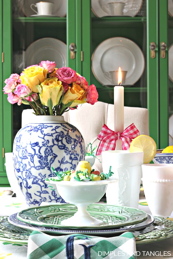 LEMON THEMED SPRING OR EASTER TABLESCAPE | Dimples and Tangles