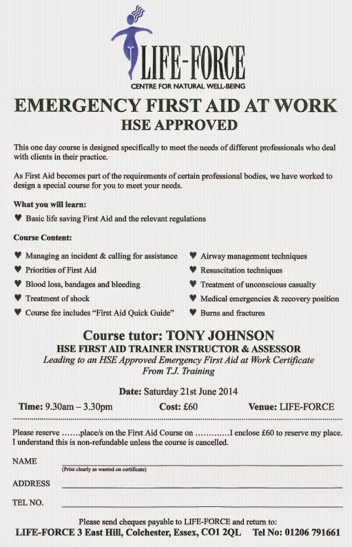 LIFE FORCE Centre Colchester First Aid Training Course LIFE FORCE Centre Colchester First Aid Training Course