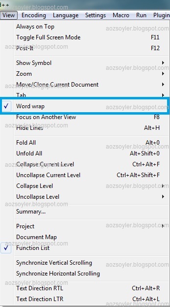 Technical Notes: How to wrap text in notepad++?