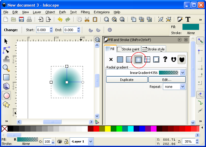Making a glossy spherical button using Inkscape