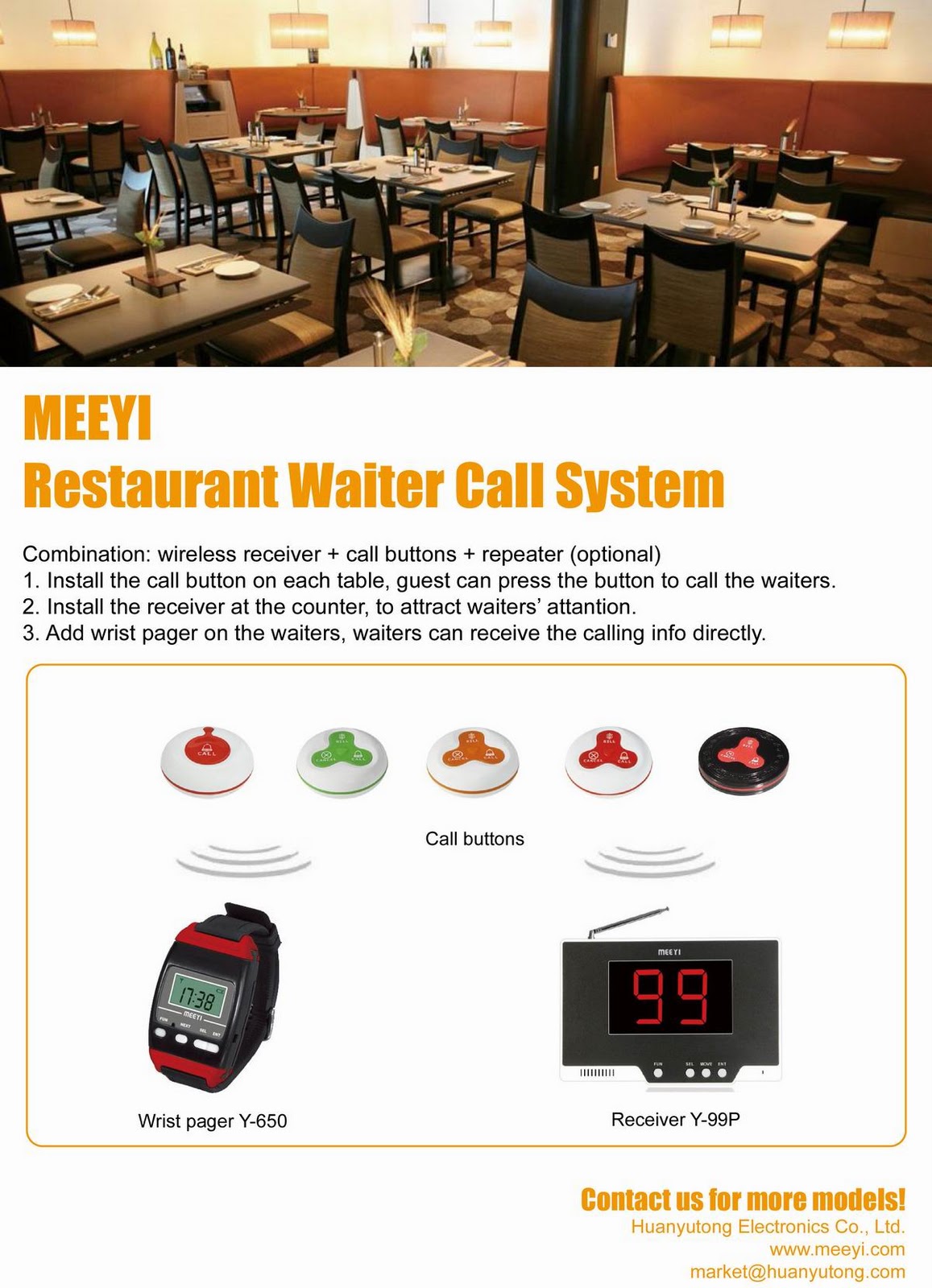 MEEYI wireless calling system: Wireless calling system from MEEYI