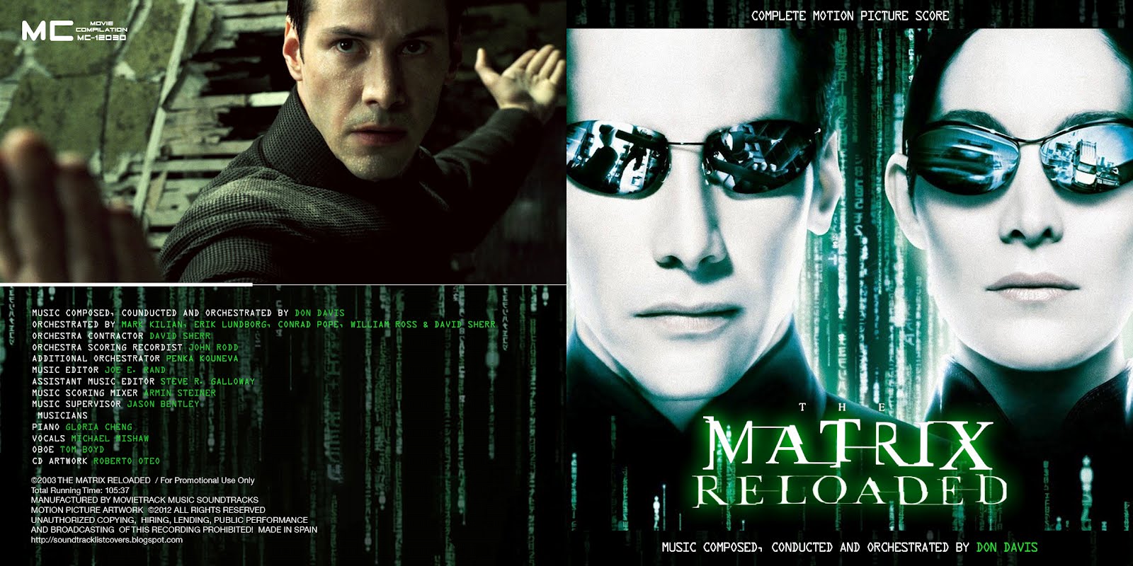Soundtrack List Covers: The Matrix Reloaded Complete (Don Davis)