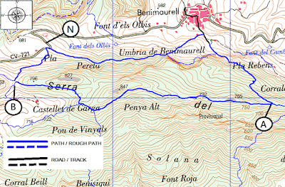 Costa Blanca Mountain Walks: CAVAL VERDE RIDGE CIRCUIT FROM BENIMAURELL