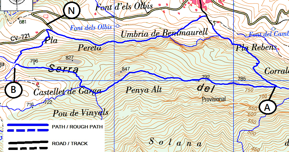 Costa Blanca Mountain Walks: CAVAL VERDE RIDGE CIRCUIT FROM BENIMAURELL