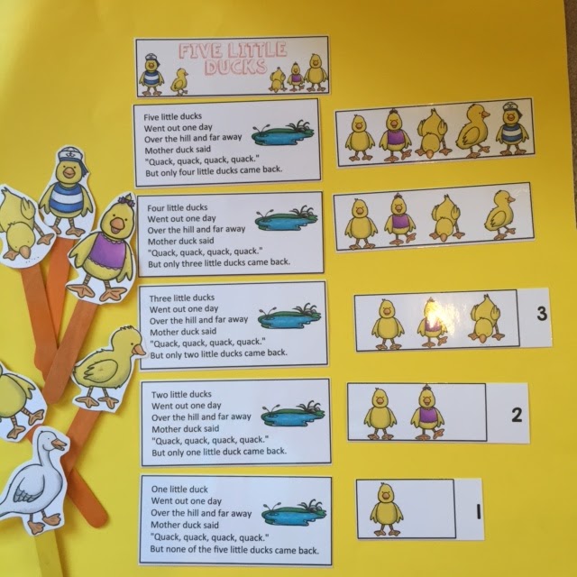Five Little Ducks (Pocket Chart) ~ Preschool Printables