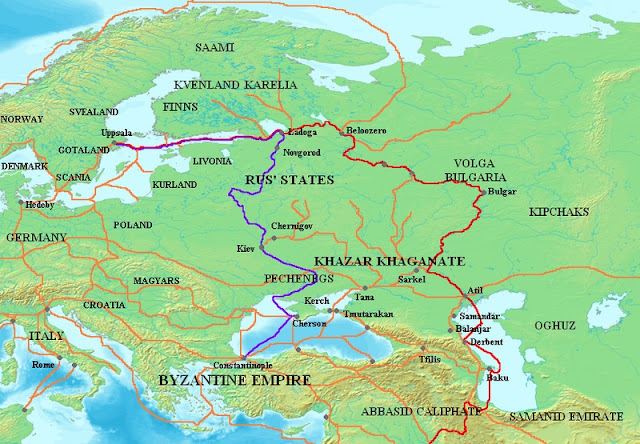 Kievan Rus' trade routes map 8th and 11th Centuries