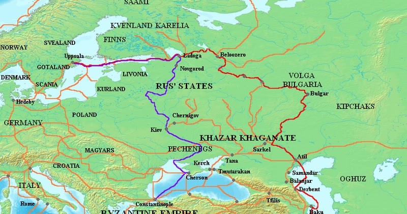Kievan Rus' trade routes map 8th and 11th Centuries |HISTORICAL MAPS