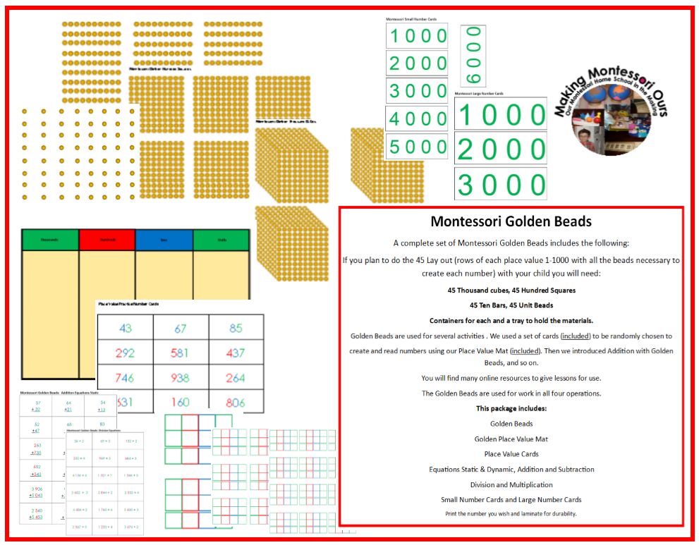 Golden Beads Division Introduction, Montessori Math At Home - "Making ...