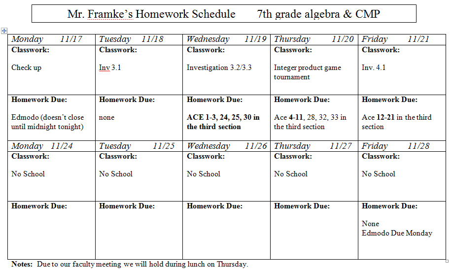 Slavens 7th grade math: Past homework assignment sheets