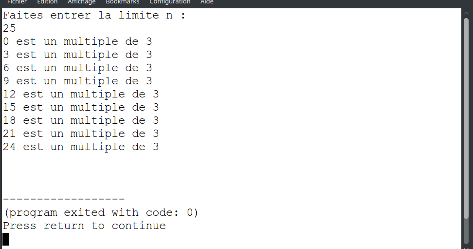 Codes Simples Pratique Sur Les Boucles Afficher Les Multiples Dun