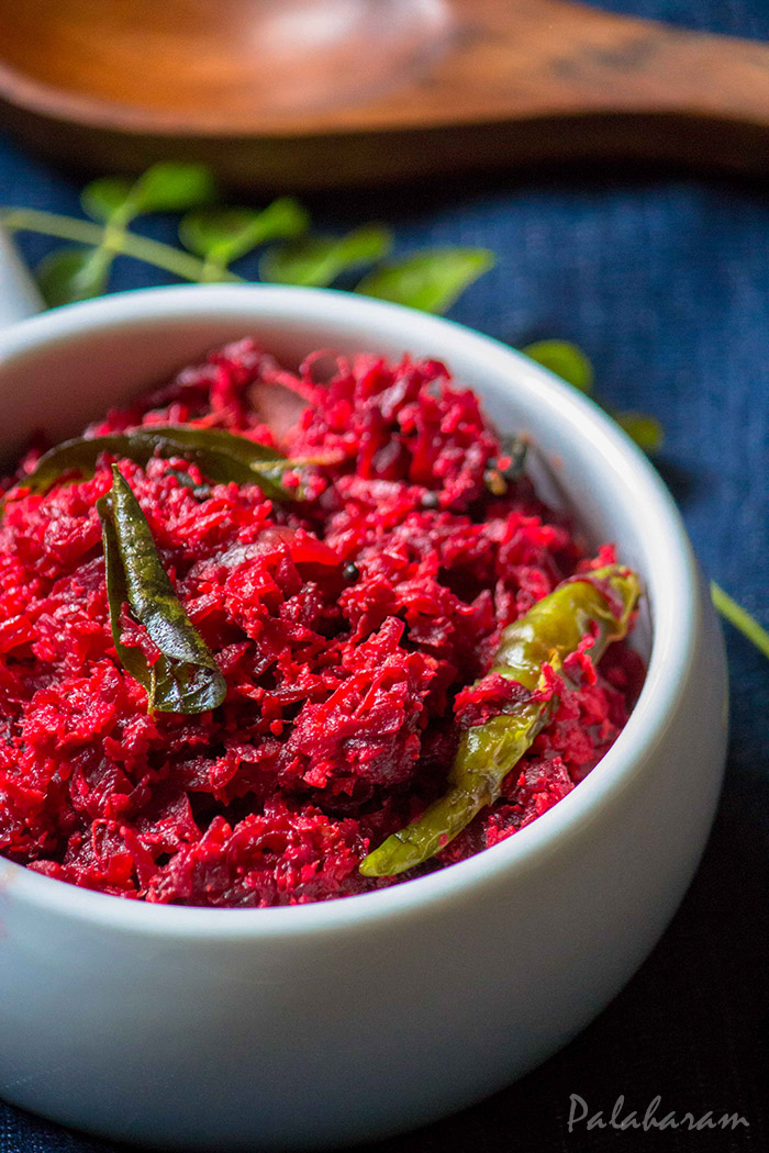 Palaharam: Beetroot Thoran / Beetroot Stir fry with coconut