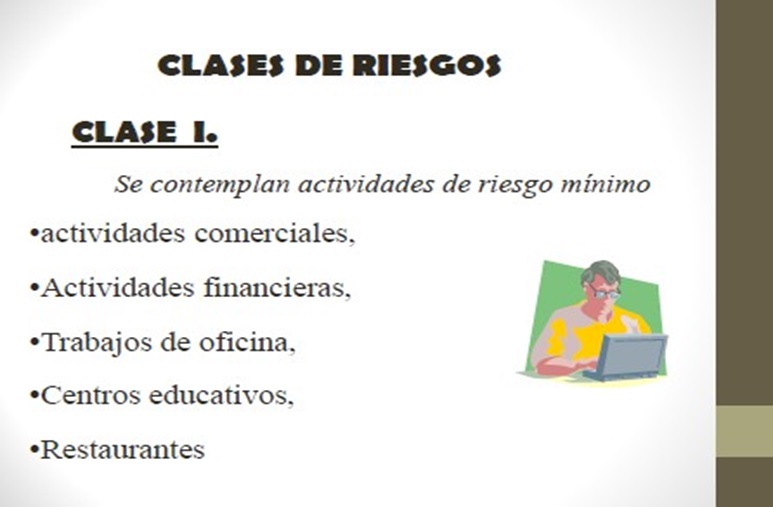 PROCEDIMIENTO LABORAL: INFORMACION: Clases de riesgos