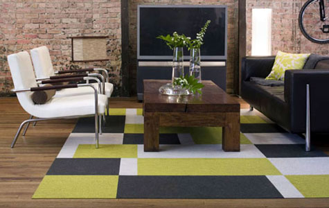Living Room Interior Design: Modern carpet tile