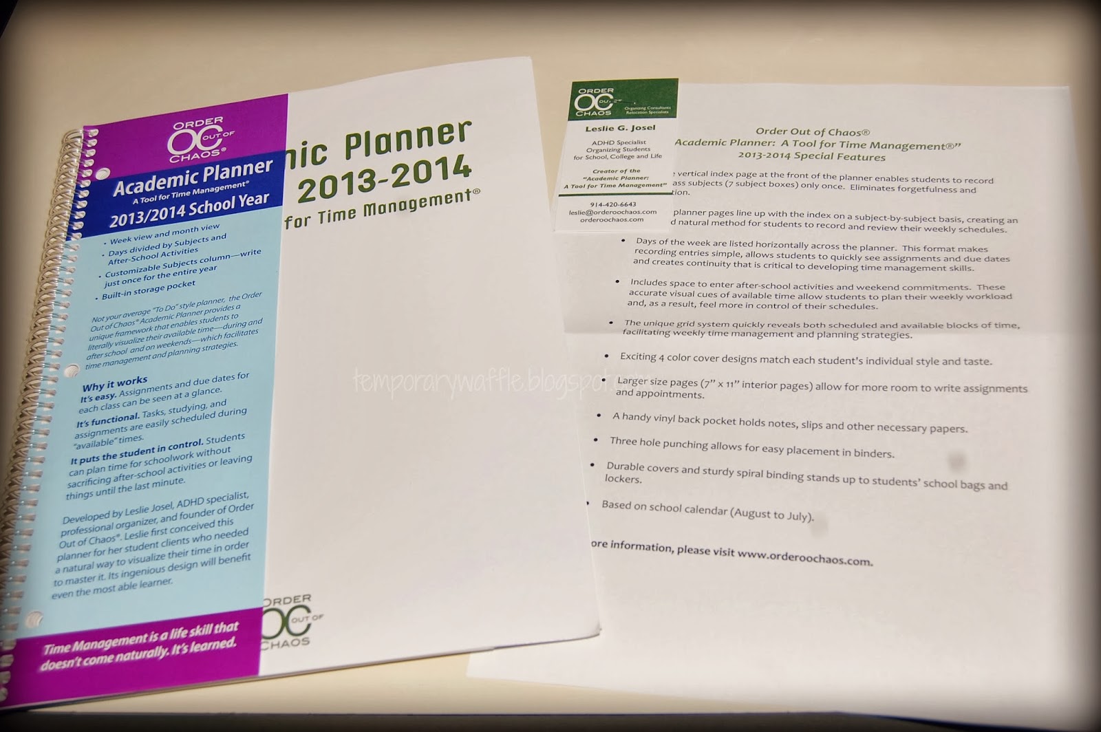 Temporary Waffle: Order Out of Chaos Academic Planner Review
