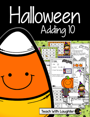Teach With Laughter: Halloween Adding 10 and a freebie