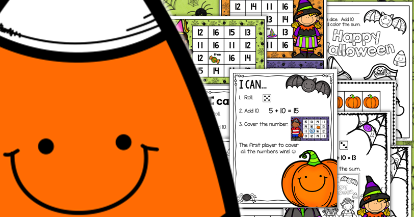 Teach With Laughter: Halloween Adding 10 and a freebie