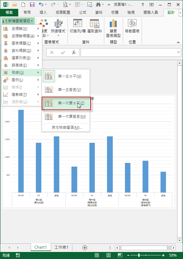 我的記事簿: EXCEL 2013 圖表工具 格線 07-EX63