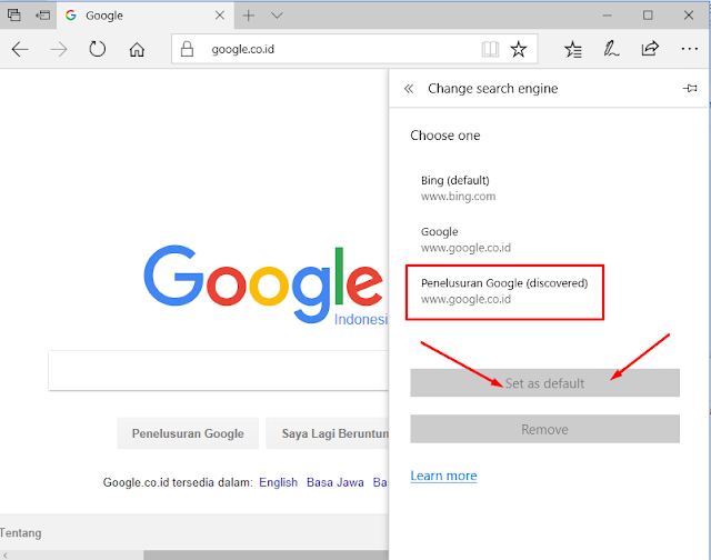 Cara Merubah Default Search Engine Di Microsoft Edge Menjadi Google