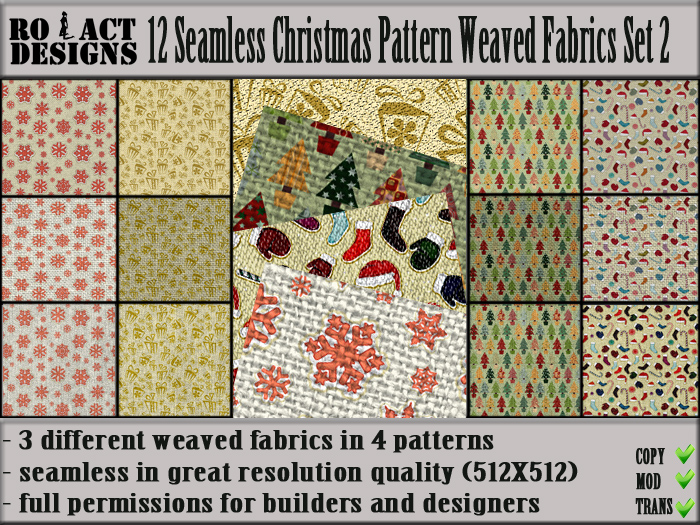 Ro!Act Designs: Ro!Act Designs 12 Seamless Christmas Pattern Weaved ...