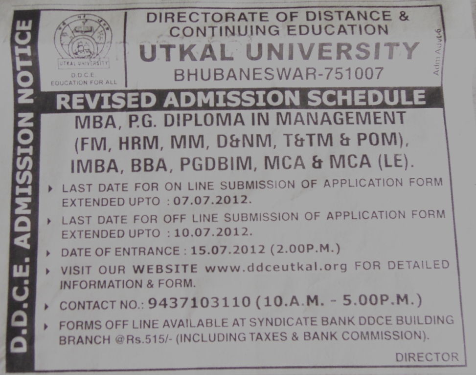 Education Odisha - ଶିକ୍ଷା ଓଡିଶାରେ: REVISED UTKAL UNIVERSITY DDCE ...