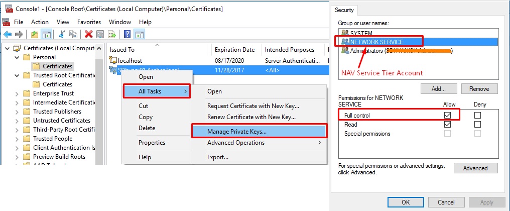 Microsoft Dynamics NAV 2017 - Create an SSL Certificate.