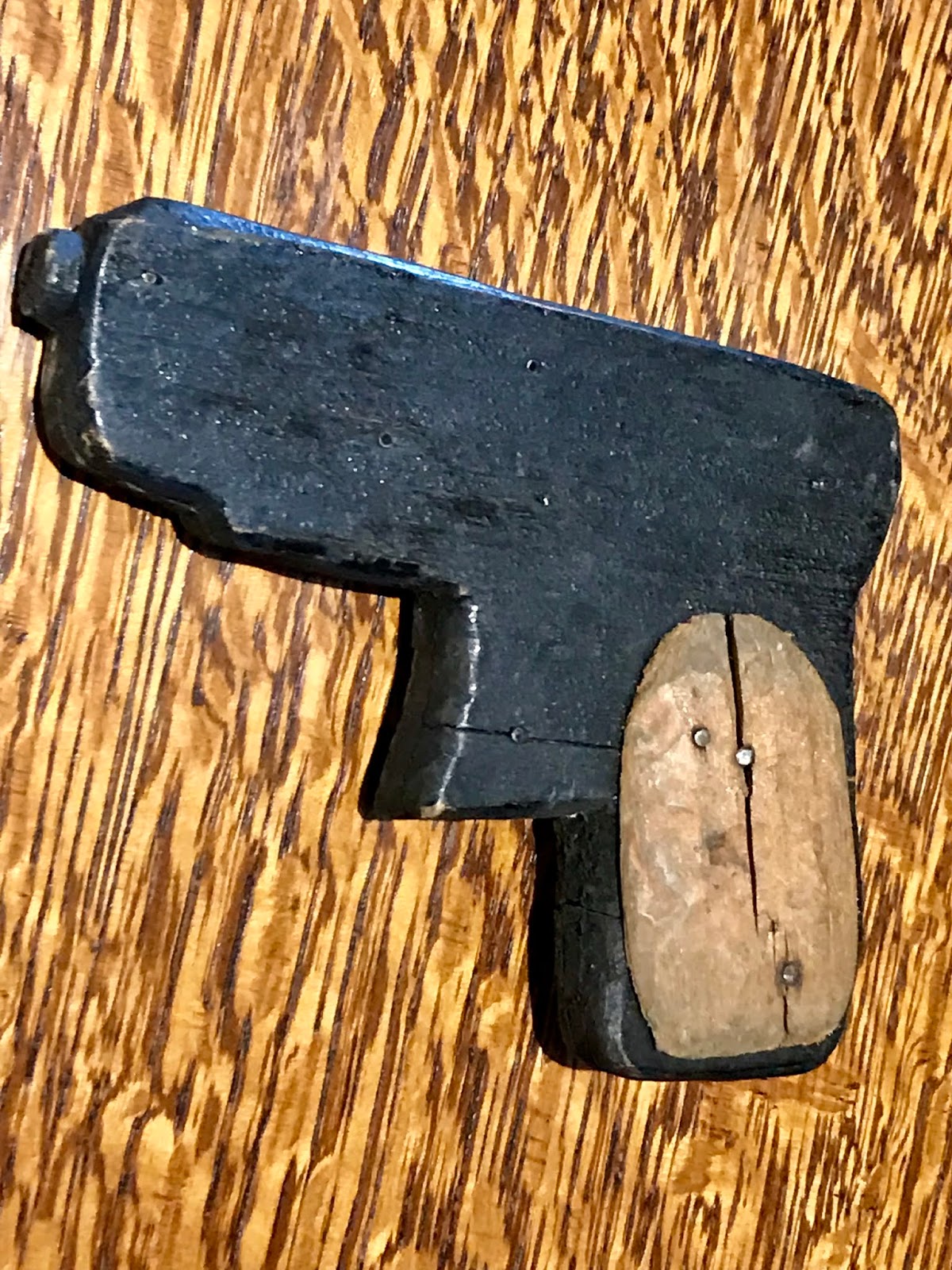 Foundfolk Primitives: Hand carved folk art toy pistol