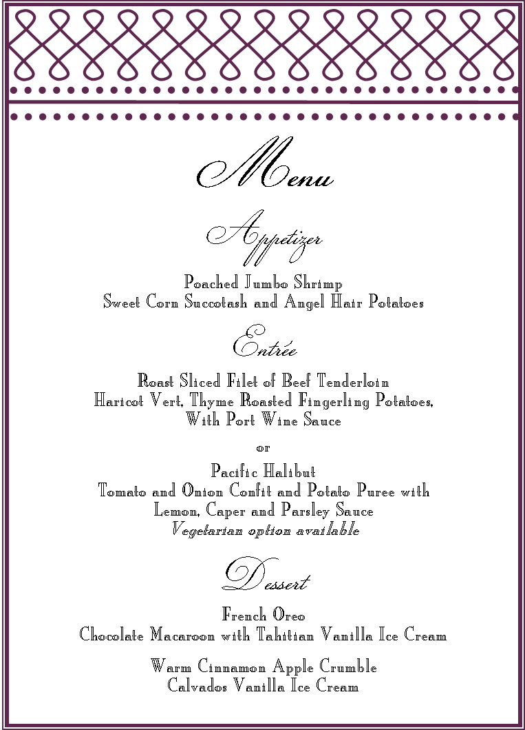 My Everyday Exceptional: Wedding Menus