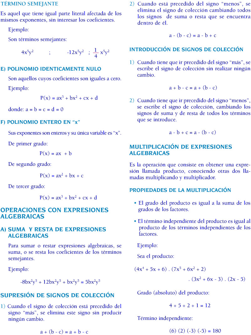 Formulario de ÁLGEBRA BÁSICA SECUNDARIA Y PREUNIVERSITARIA matemáticas ...