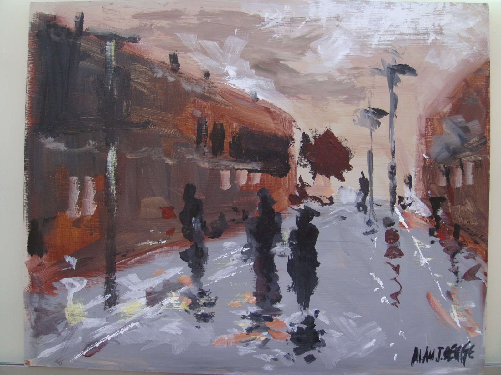 Impressionist paintings by Alan J. Benge: Impressionistic city street ...