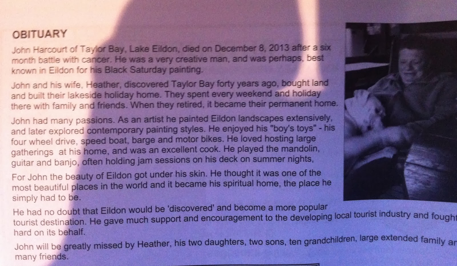 The John Harcourt Art Gallery: Newspaper Tributes to John