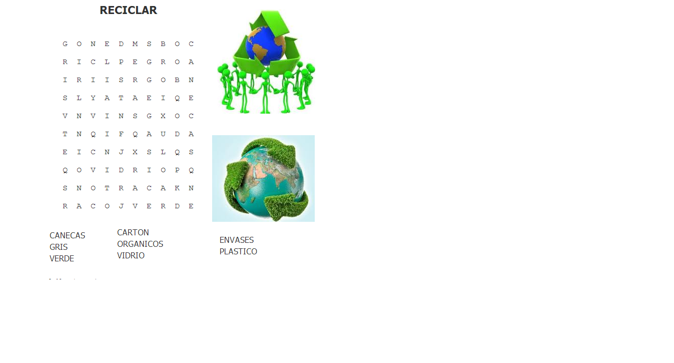 CEREBROS DOCENCIA EN RED: SOPA DE LETRAS RECICLAR