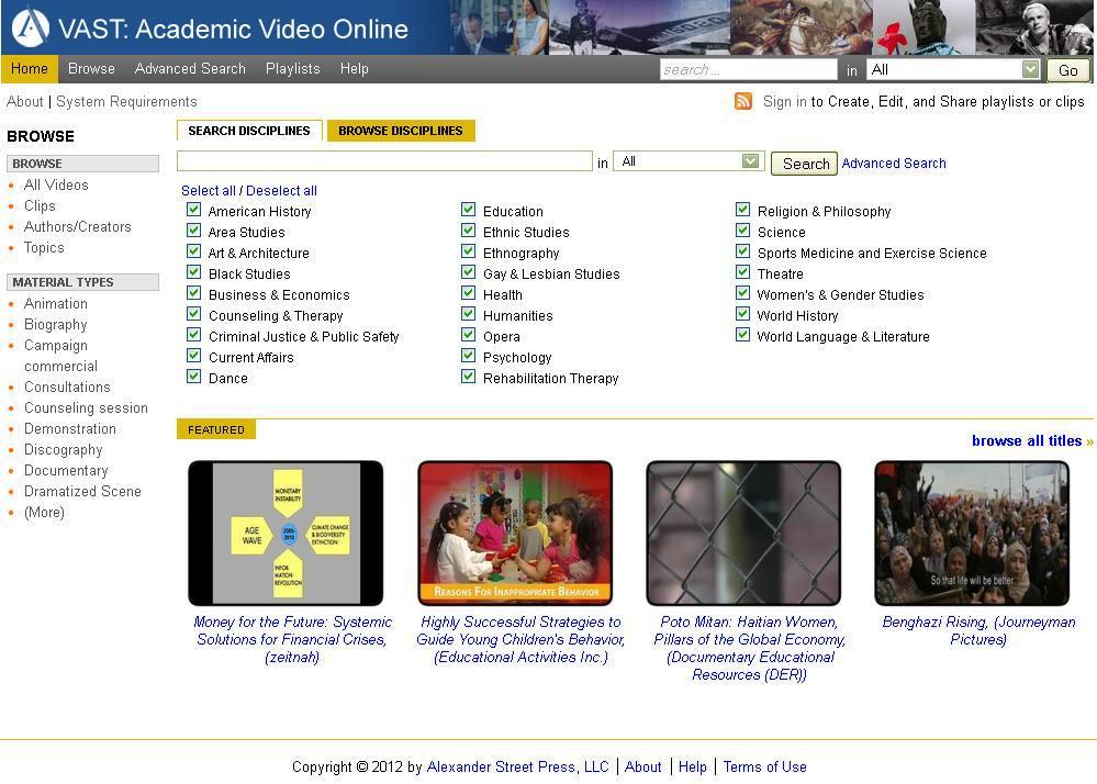 UniMAP Library: TRIAL ACCESS TO VAST: Academic Video Online