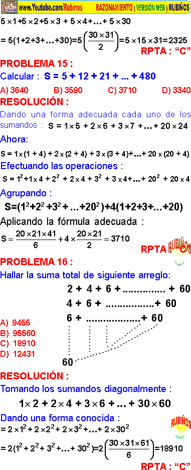 SERIES Y SUMATORIAS PROBLEMAS RESUELTOS OPERADOR SIGMA DE RAZONAMIENTO ...
