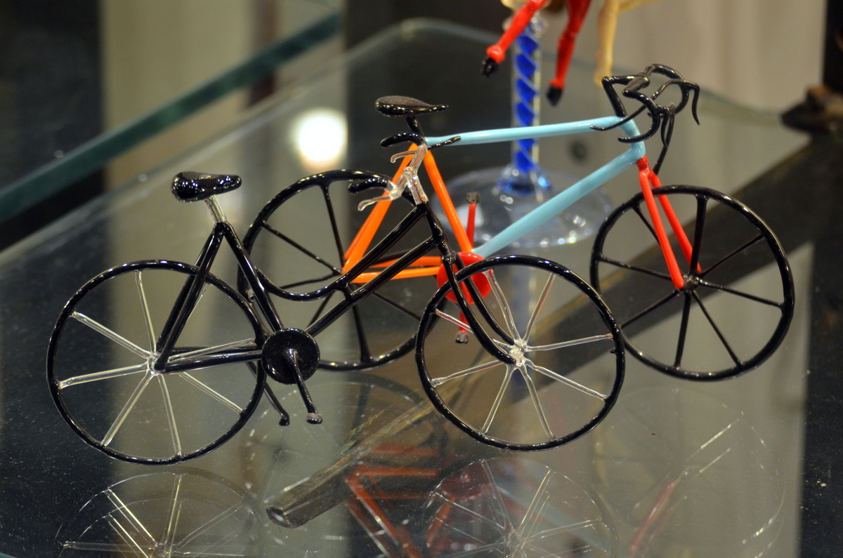 murano glass bicycle at local shop in Venice