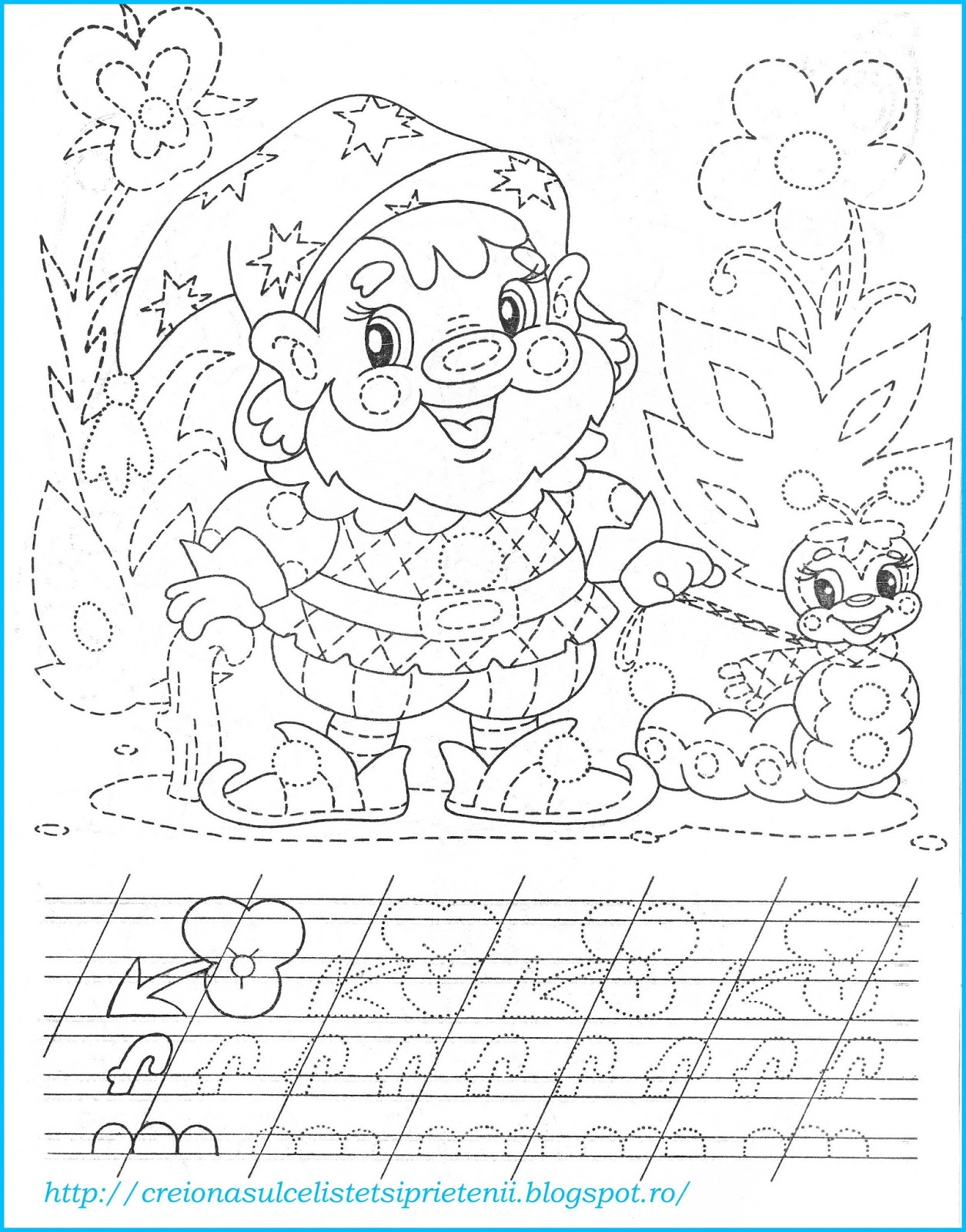 Creionasul cel Istet si prietenii: Spiridusul - desenam dupa contur