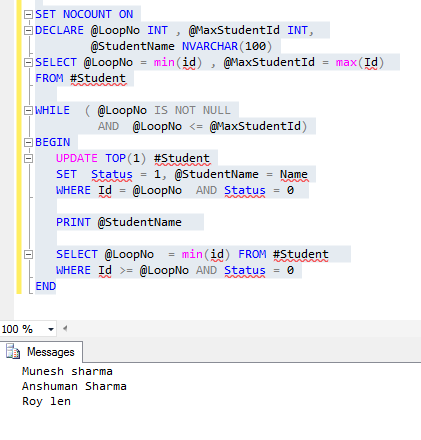 Looping through table records in Sql Server - Dot Net Office