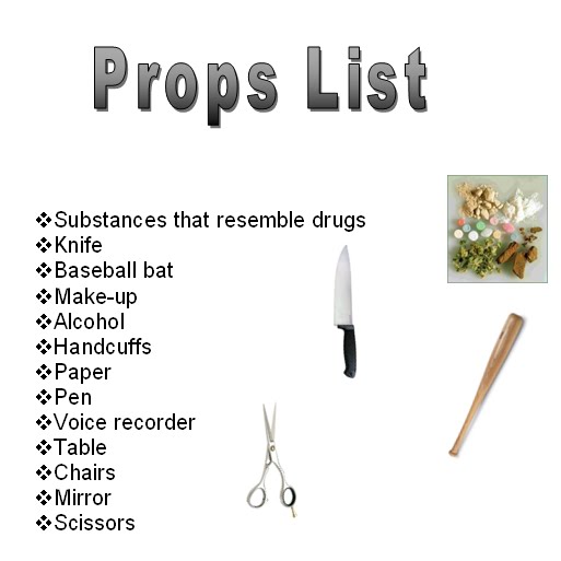 A2 Media Coursework: Planning: Props List