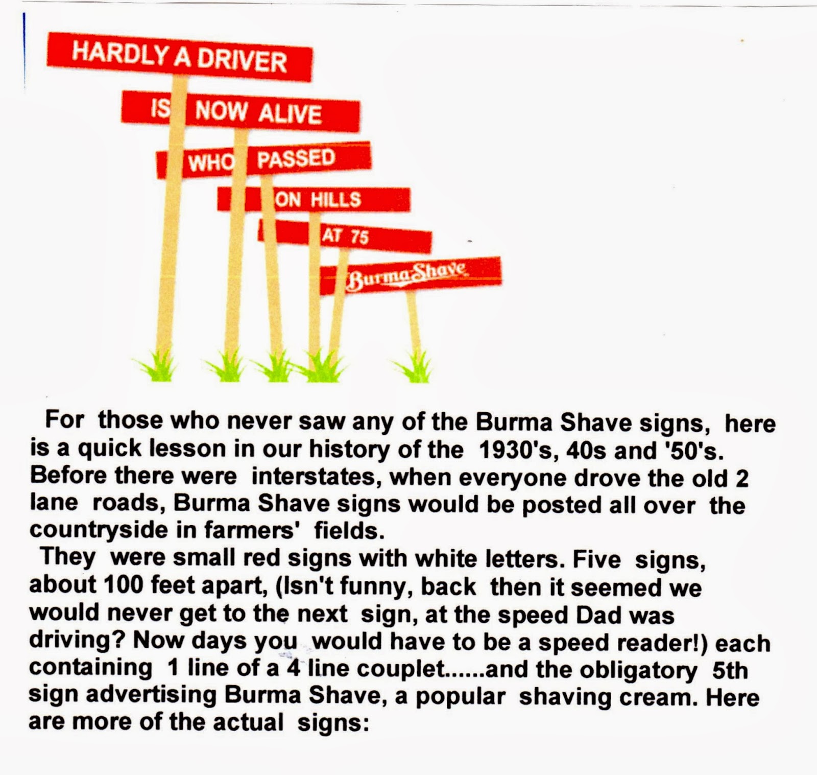 Boerger Pictorial History: Burma Shave Signs